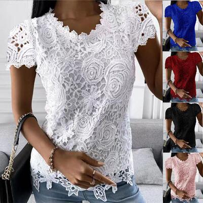 Women's lace shirt short sleeved top 女装蕾丝衫短袖上衣
