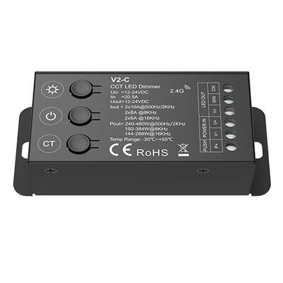 V2-C 12-24VDC3按键2通道恒压CCT LED RF PUSH调光器 PWM频率可选