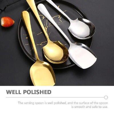 2 Pcs Metal Male Spoon Gold Serving Spoons Cutlery