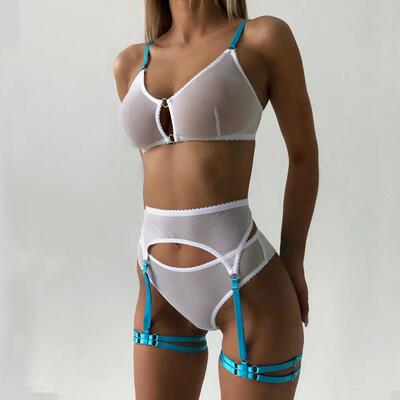 Funny lingerie lace comfortable bra underpants garter suit