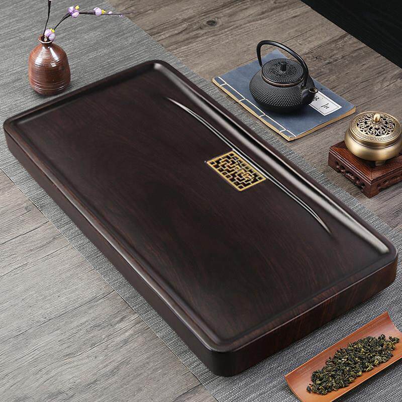 黑檀木茶盘实木家用新款客厅排水办公室彷整块原木茶托 托盘茶台