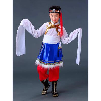 高档水袖长藏袖族舞蹈服装女演出长装裙儿童服饰民族演舞台表藏袍