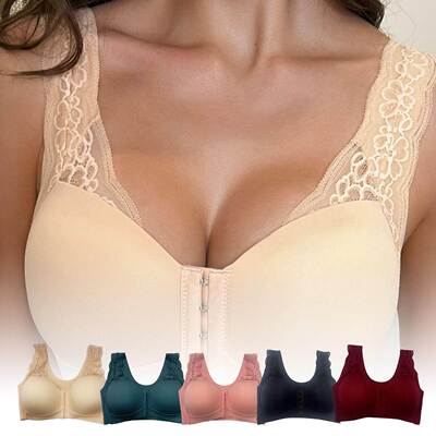 Zeriluna Lace Vest-Style Bra with Front Clasp, Available in
