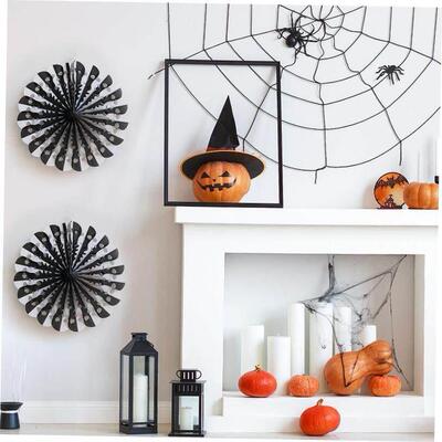 Halloween decorated paper fan flower ghost origami pendant