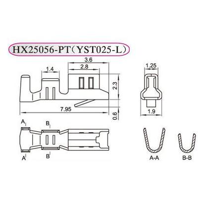 红星接插件 连带端子压线簧片HX25056-PT YST025-L 一盘8000只