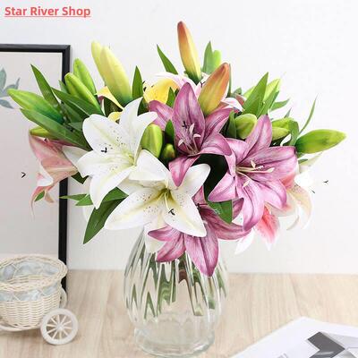 Artificial silk flowers fake lily Bouquet 41cm long DIY crea
