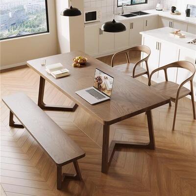 大板桌桌新原中全式实木书房书家用餐桌椅组QQ-8896合白蜡木客厅