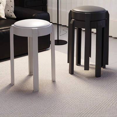 A minimalist and casual stool that can be stacked for easy s