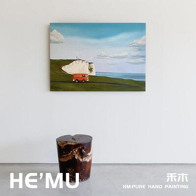 F海岸行现代简约峭壁油画
