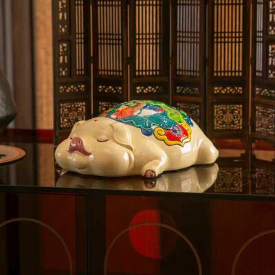 NGN厂家五件陶混批交陶珠联璧合瓷猪趾创意家居室内客厅玄关装饰