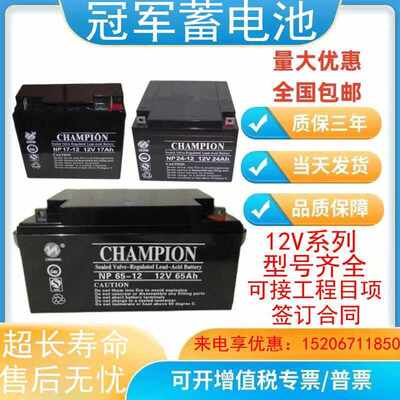 冠军蓄电池NP12V3.2A7A12A17A24A33A38A40A55A65A100AH直流屏UPS