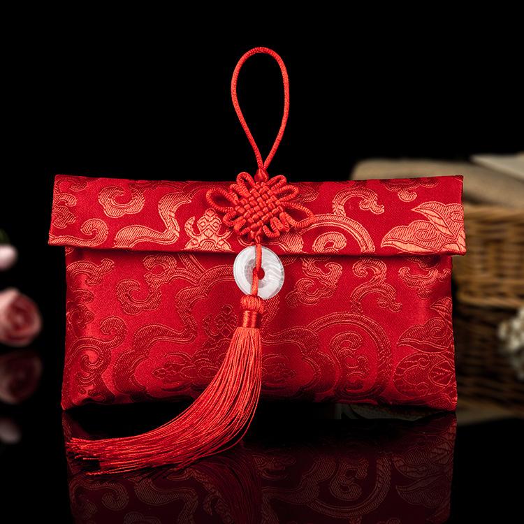 布艺丝绸锦缎特大万元结婚用超大号红包父母改口费绸缎绒布袋