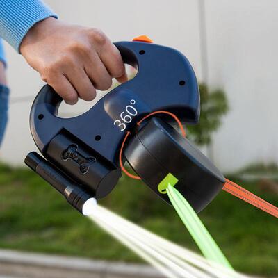 Dual Dog Rope Leash with Light Retractable Double Pet Tracti
