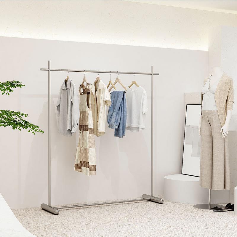 服装店展示架不锈钢陈列货架移动落地式中岛挂衣架男女童装店衣架