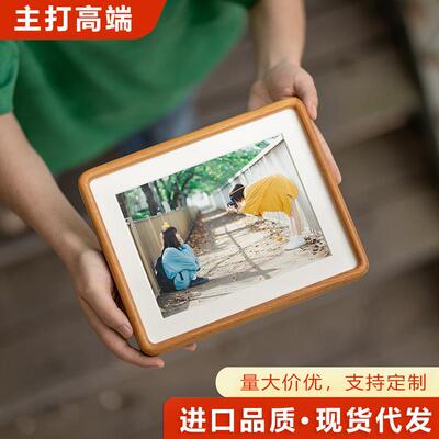 高端实木柚木榫卯相框摆台定制打印做成洗照片67810寸照装裱像框