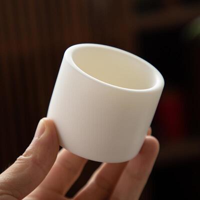 德化陶瓷【单茶杯满60ml纯白哑光】高纯 羊脂玉瓷 5号主人杯 小容