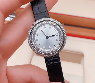 全套98新29mm伯爵时来运转系列G0A43080后镶钻精钢石英女表正品