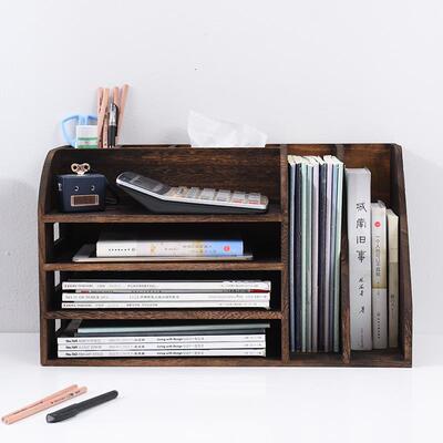 实收纳F76J786S盒桌面办公文上件柜档置物架学生桌小书架木整案理