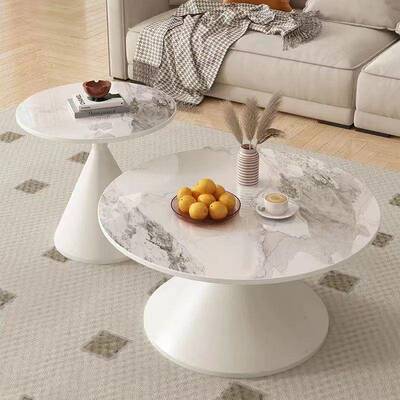 奶油风爆茶网红圆形客厅几家用小款户型民宿岩茶板几桌子现541111