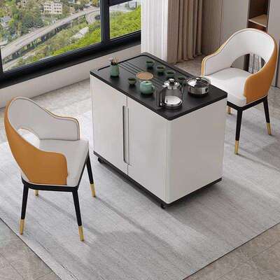 新中式可移动白色储茶ICG桌阳发台泡客厅沙一体茶物茶几