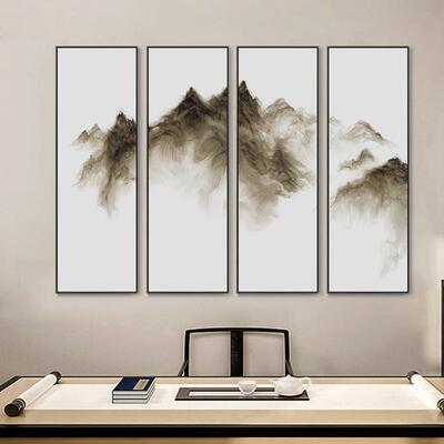 酒店堂水中式装饰大画风景山水画水玄墨画AXL-030山挂画关壁画禅