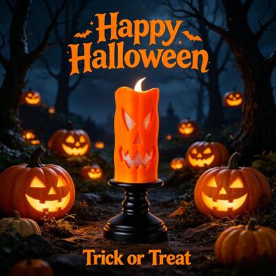 Halloween LED Skull Candle Light 万圣节骷髅电子烛台