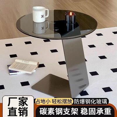 UJT意式户钢化玻璃锈钢几客厅轻奢沙发小型现茶代不高级阳台角几
