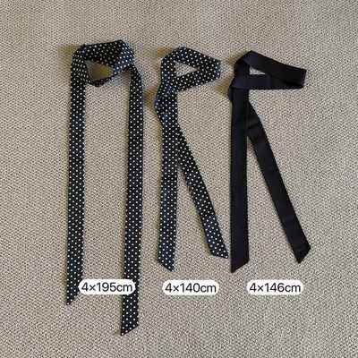 秋季细窄长条围巾波点丝巾尖角领巾可搭包包衬衫百搭黑色丝带系脖