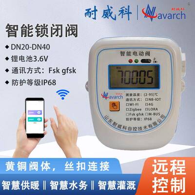 电池供电Fsk gfsk通讯V型阀芯 内螺纹连接 智能锁闭阀