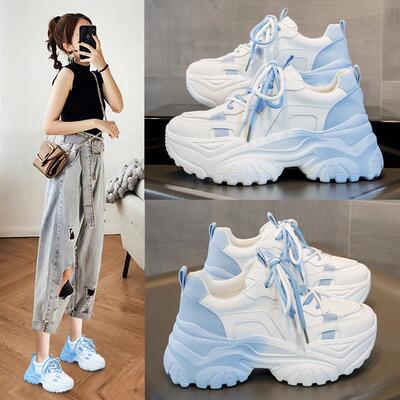 赵露丝同款女爸爸鞋2025春季新款增厚底6cm轻量休闲白鞋采购