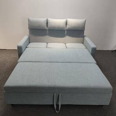 方形扶手沙发床两休用可拆洗仿棉沙麻闲三人8251-方位多档头枕灰