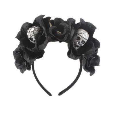 Halloween Horror Skull Lace Headband Artificial Flower wreat
