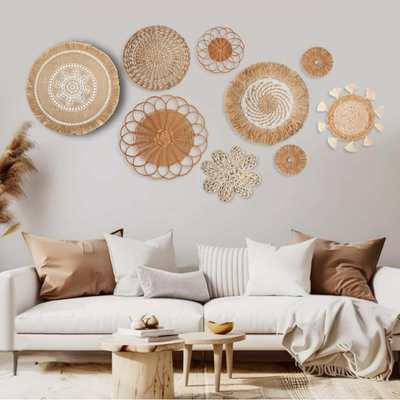 波西米亚草编背景软装墙壁装饰餐厅客厅床头墙饰挂饰壁饰壁挂