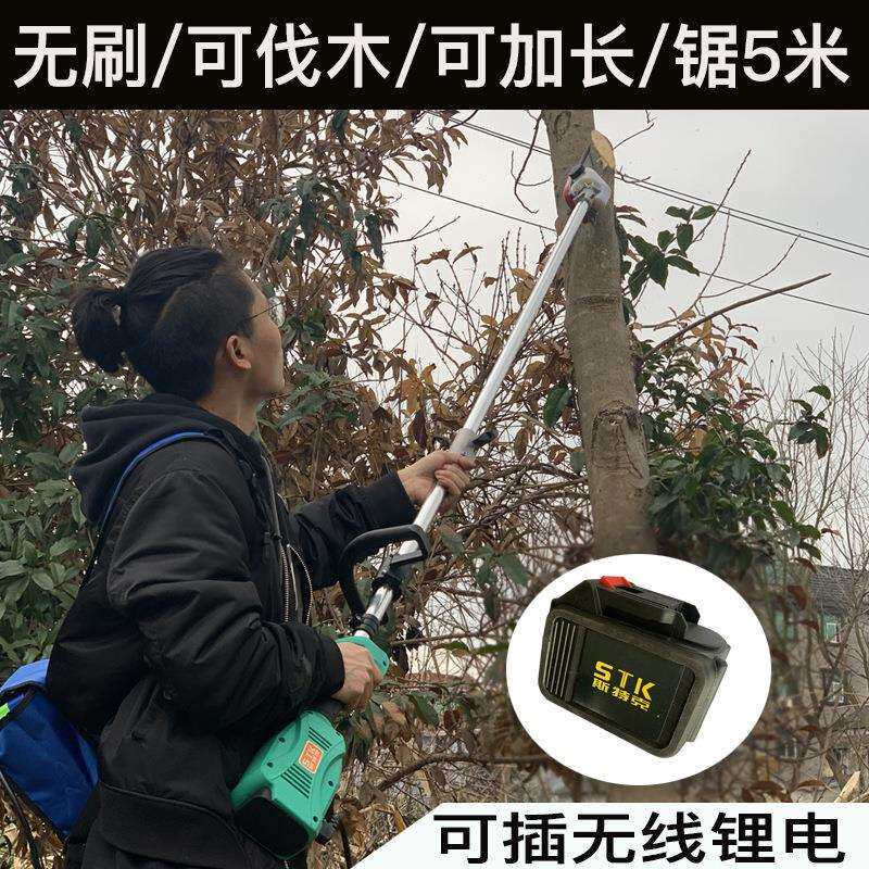 斯特克加长高枝锯电动充电式高空修枝机农用小型修剪机绿篱树枝剪