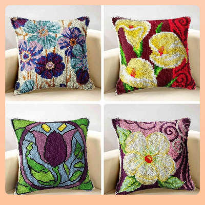 68Ndiy花十字绣地毯绣段段绣手工抱枕车枕沙发枕毛线绣抱枕送材料