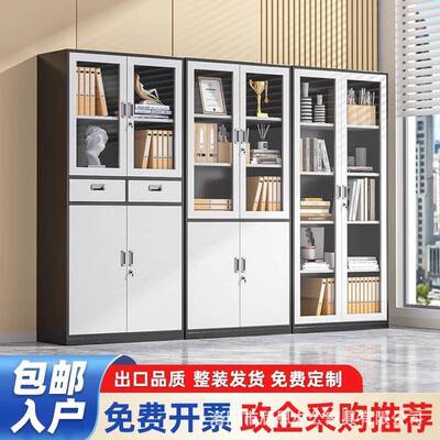 铁皮办公文件柜钢制案资料财务凭证柜SJN带锁抽屉矮柜档储室柜物