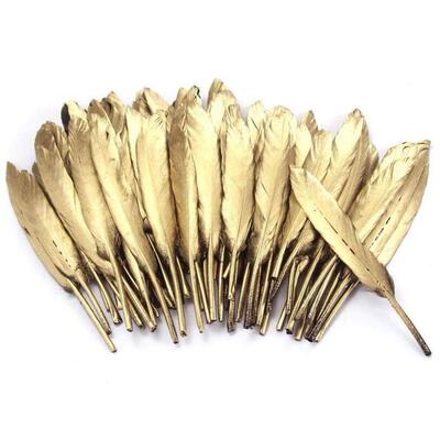 50pcs/bag Gold Plated Feathers 5-7inches for Christmas 1