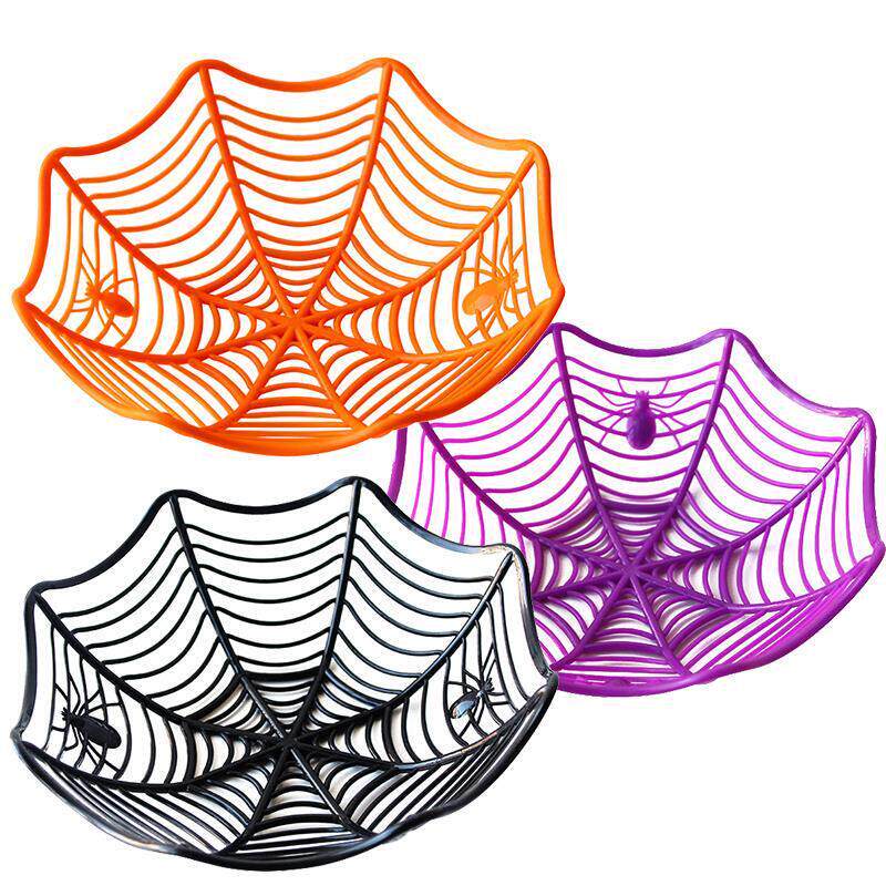 Halloween Decoration Black Spider Web Bowl Fruit Plate Candy
