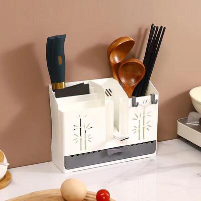 Wall-Mounted Multi-Function Chopstick Holder and Utensil Rac