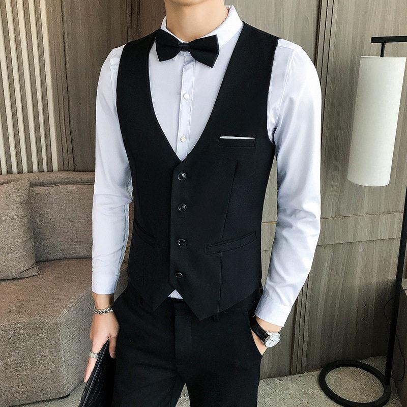 赠领结!工作服伴郎西装背心男士款商务休闲 服务员马夹男背心修