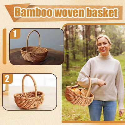 Handmade Willow Rattan Woven Basket Wicker Multiuse Home Sto