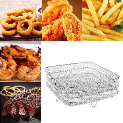 Air Fryer Rack 3-layers Stackable Grid Grilling Rack