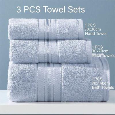100% Cotton Bath Towel Set Absorbent Adult Bath Towels Solid