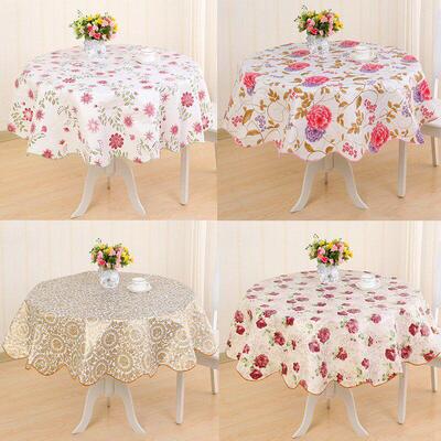 Round Table Cloth Plastic Waterproof Oilproof Table Cover