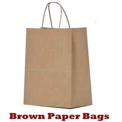 Kraft Gift Bags Brown Paper Shopping Reusable Grocery Bag