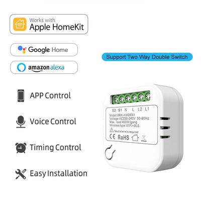 HomeKit两路智能双控通断器Wi-Fi迷你开关APP远程控制Alexa暗盒