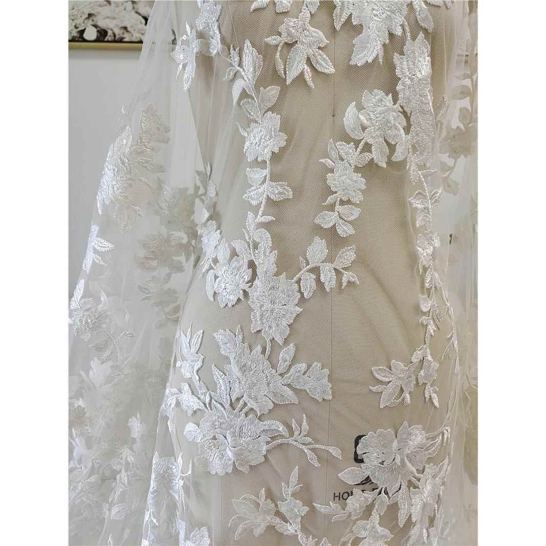 婚纱服装门帘面料清仓特惠价网绣欧美花手工DIY