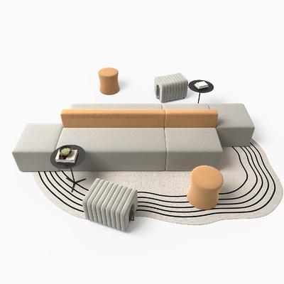 酒店会客大厅中岛多人组合背靠背沙发意式售楼处洽谈异形卡座茶几