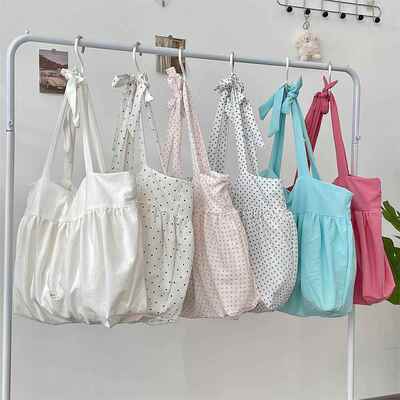 5291 慵懒风褶皱裙系带单肩包大容量腋下包韩系帆布包春夏新款包