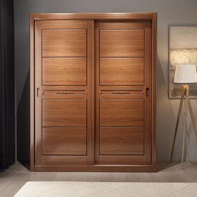 中式卧全实木推拉移门储物收纳柜胡人子成衣柜室大衣橱实木衣柜6